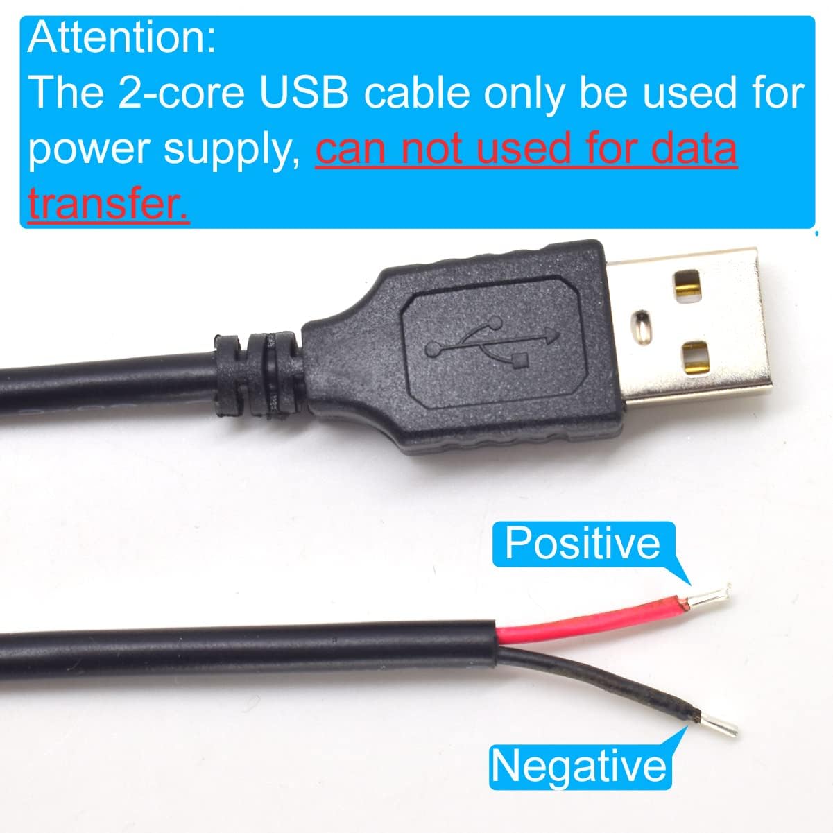 ELNONE Lot De 2 Câbles USB 20 AWG 2 Fils, 2 M, USB 2.0 Mâle à