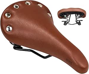 GORIX Bike Saddle Seat Brown Suspension Spring Riveting Comfortable Cushion Mountain Road ...