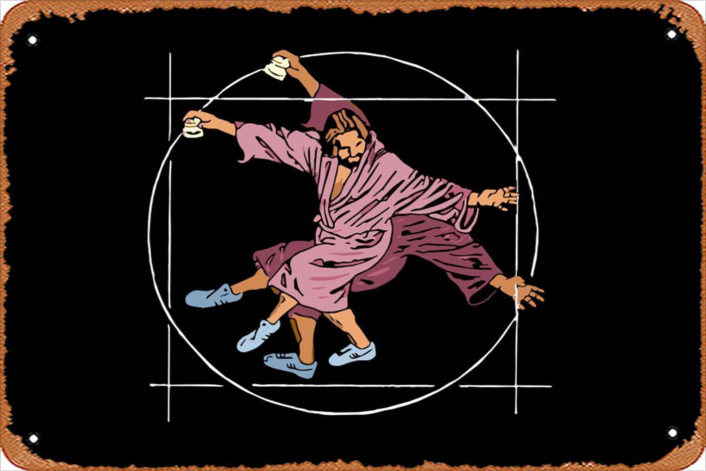 Amazon.com : Zuhhgii Retro Tin Sign Vitruvian Dude - Big Lebowski Yoga ...