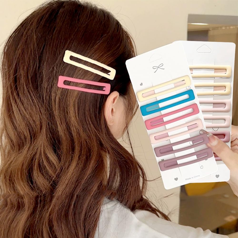 Amazon.com : 12pcs Colorful Snap Hair Clips for Women Candy Color ...