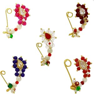 Amazon.com: Multi Colour Traditional Maharashtrian Nath For Stylish ...