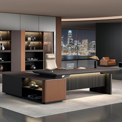 Amazon.com: Modern Executive Desk Home Office Desks, Modern Luxury Executive Desk with Light ...