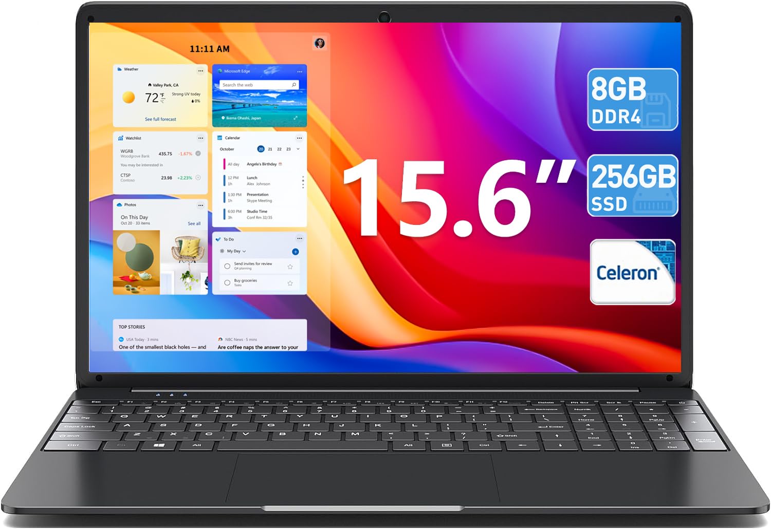 Amazon.com: SGIN 15.6 Inch Laptop with 8GB DDR4 RAM+256GB SSD, Celeron ...