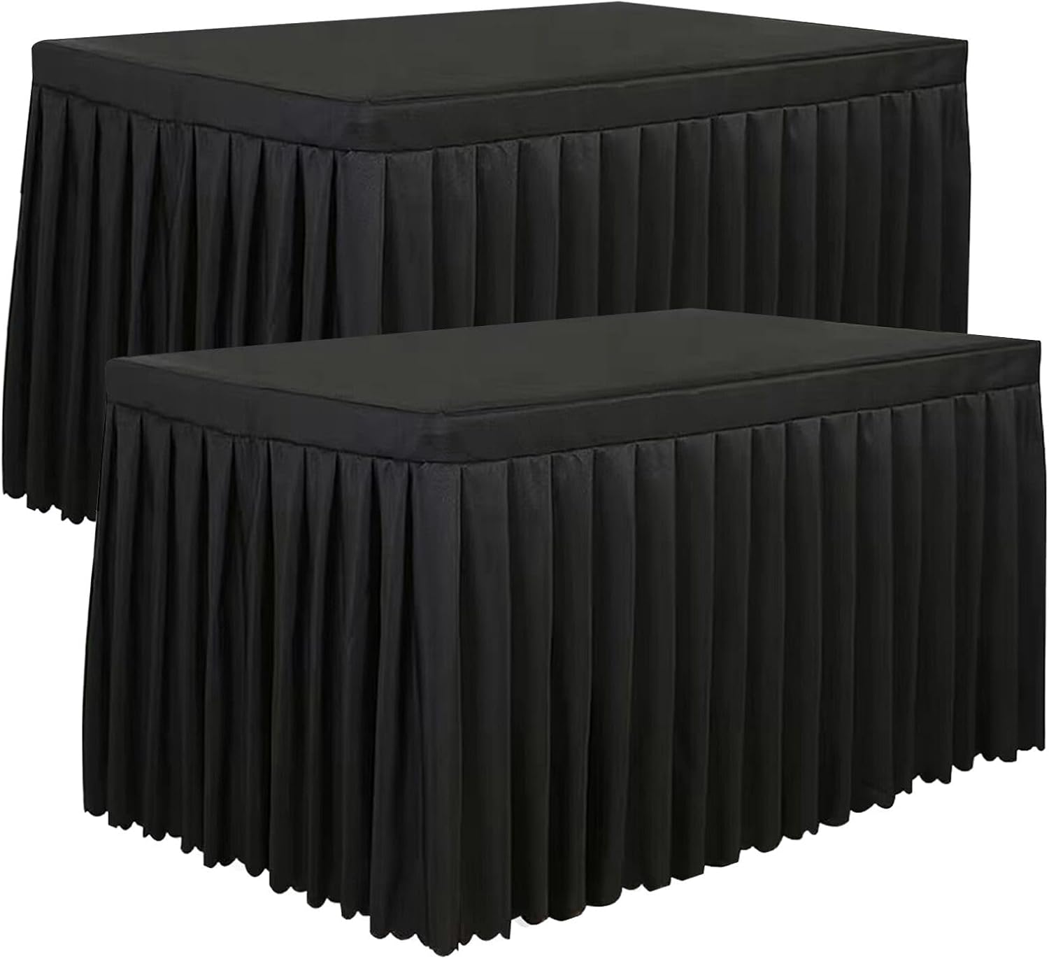 Amazon.com: Tina 2 Pack 8ft Black Table Skirt Fitted Tablecloth, Fitted ...