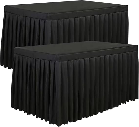 Amazon.com: Tina 2 Pack 8ft Black Table Skirt Fitted Tablecloth, Fitted ...