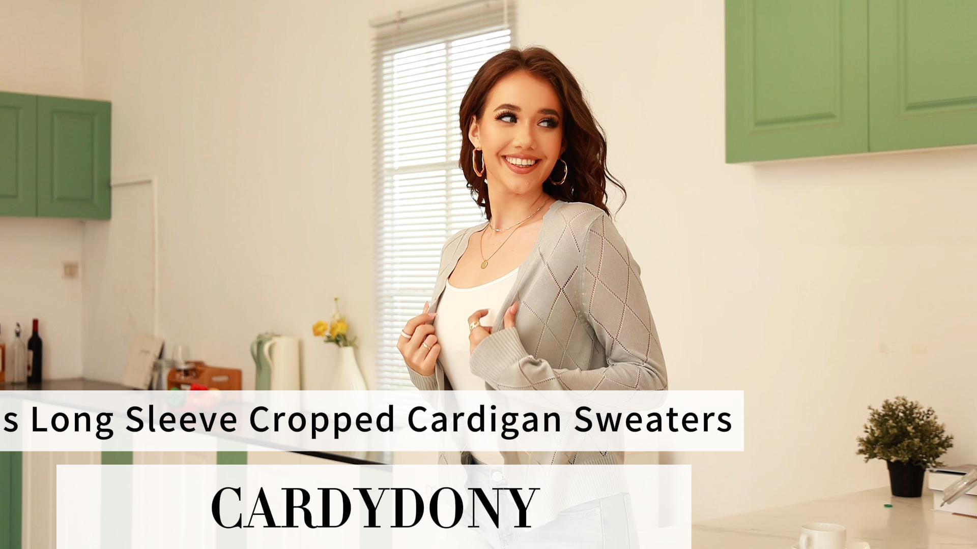 Watch CARDYDONY Women's Long Sleeve Cropped Cardigan Sweaters on Amazon ...