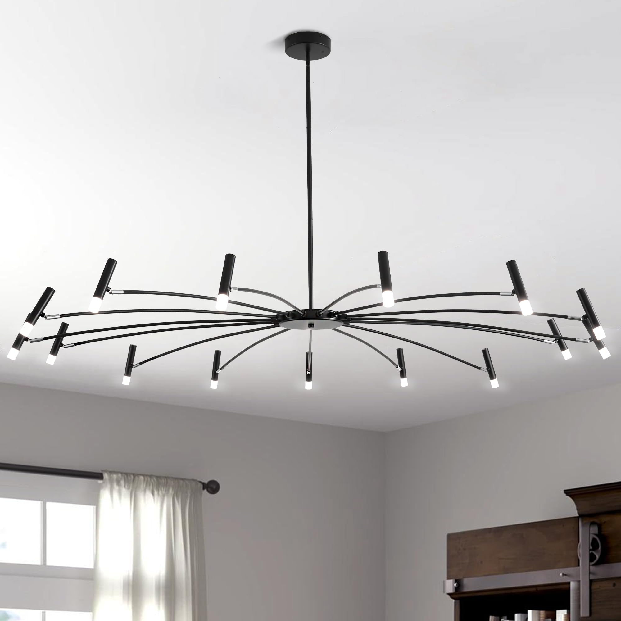 ZitoStory LED Sputnik Chandeliers Modern Chandelier Light Fixture Black ...