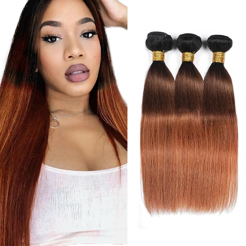 Amazon.com : WavxDivx 22 24 26 Inch T1B/4/30 Human Hair Bundles Ombre ...
