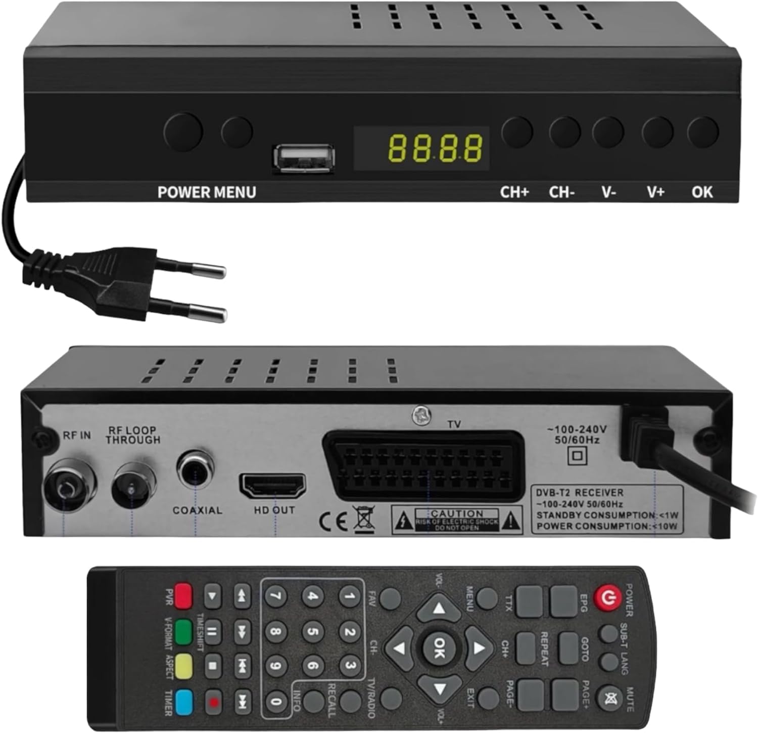 Decodificador TDT 2024 Nuevo DVB-T T2 H265 HEVC Full HD PVR, USB, HDMI ...