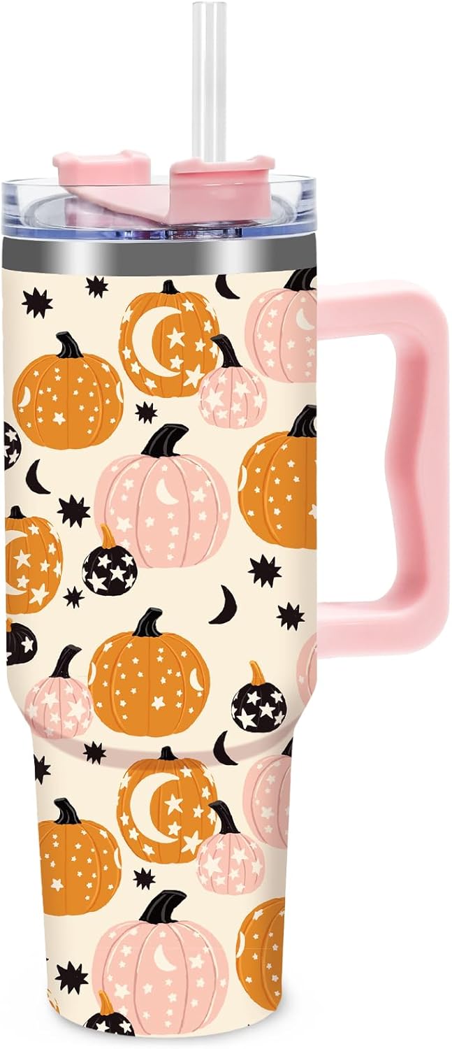 Amazon.com | JarThenaAMCS Fall Pumpkin Tumbler with Lid Straw 40 Oz ...