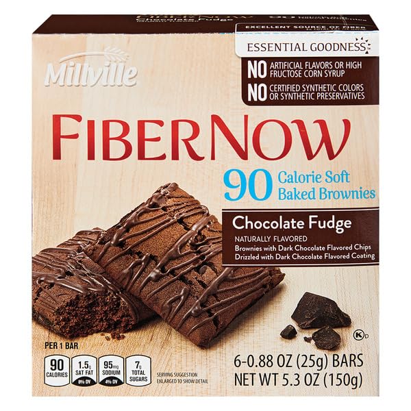 Amazon.com: Millville Fiber Now 90 Calorie Chocolate Brownie Bars, 5.3 ...