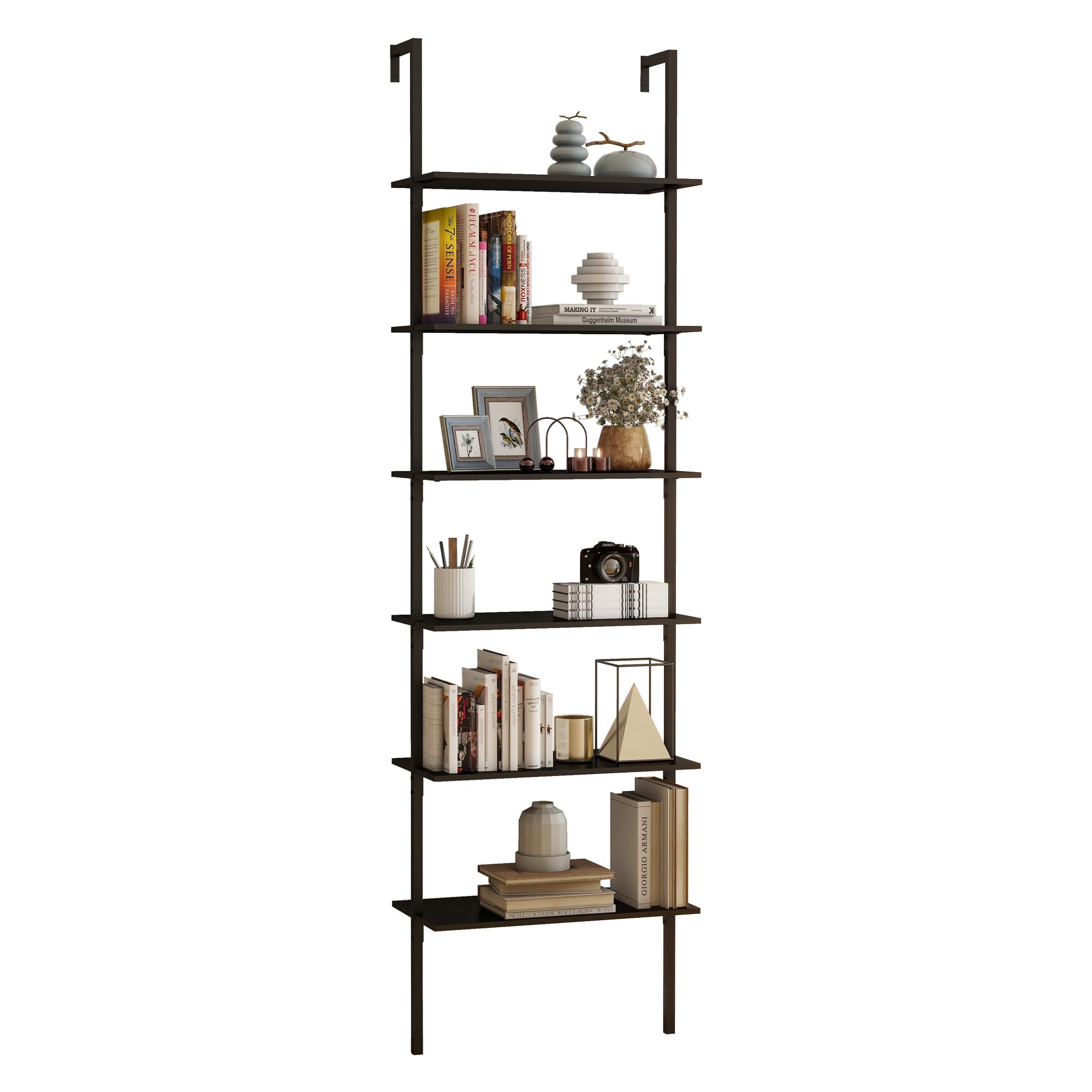 Snapklik.com : Panana 6 Tier Tall Modern Bookshelf, Industrial Ladder ...