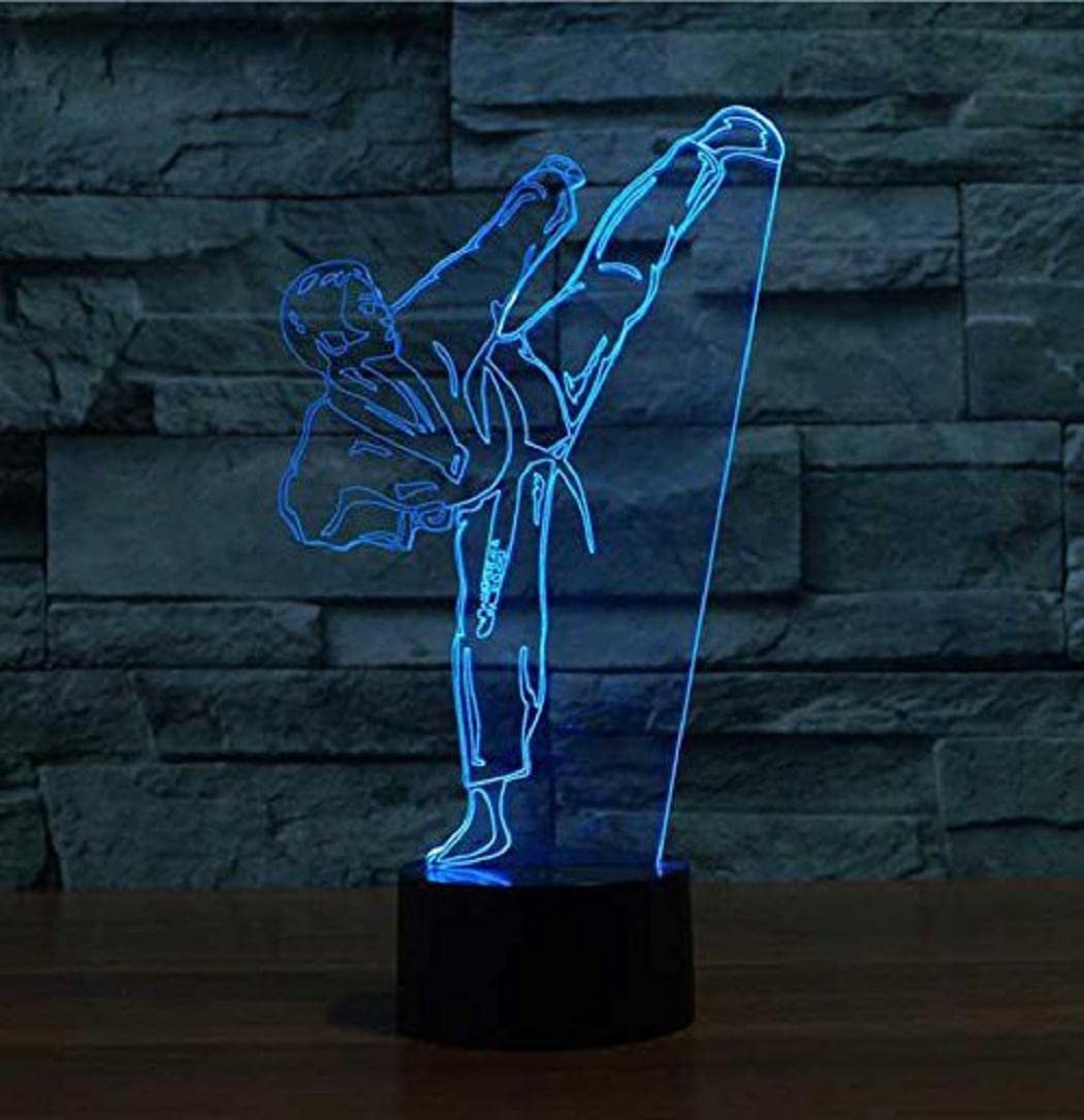 3D Gradient Karate Taekwondo Night Light Remote Control Touch Switch 16 ...