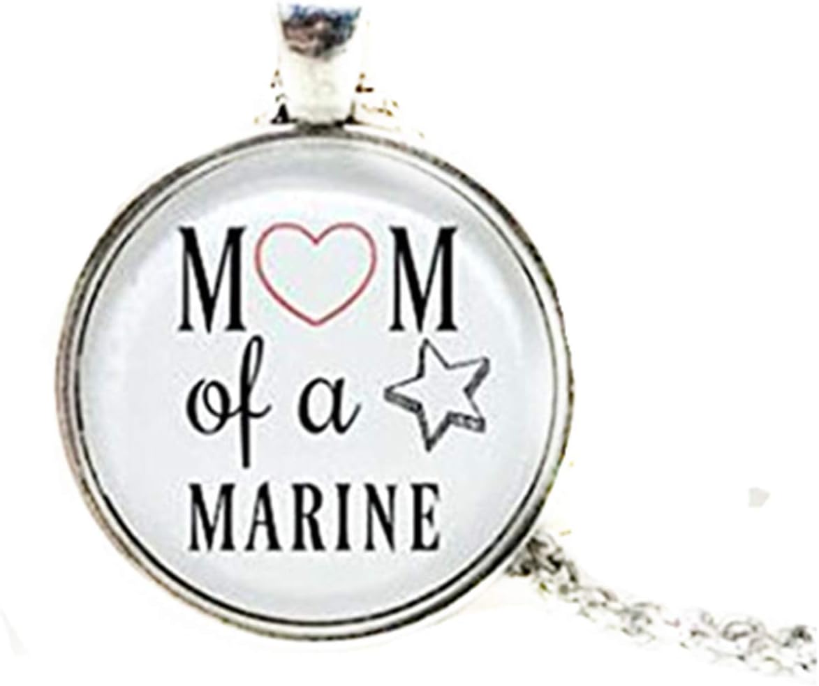 Amazon.com: Marine Mom Necklace - Proud Mom of a Marine - Military Mom ...
