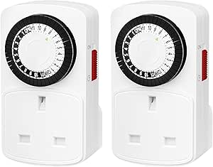 HBN 24 Hour Programmable Plug Timer Socket UK,Plug-in Segment Plugs Timers Switch,Energy Saving ...