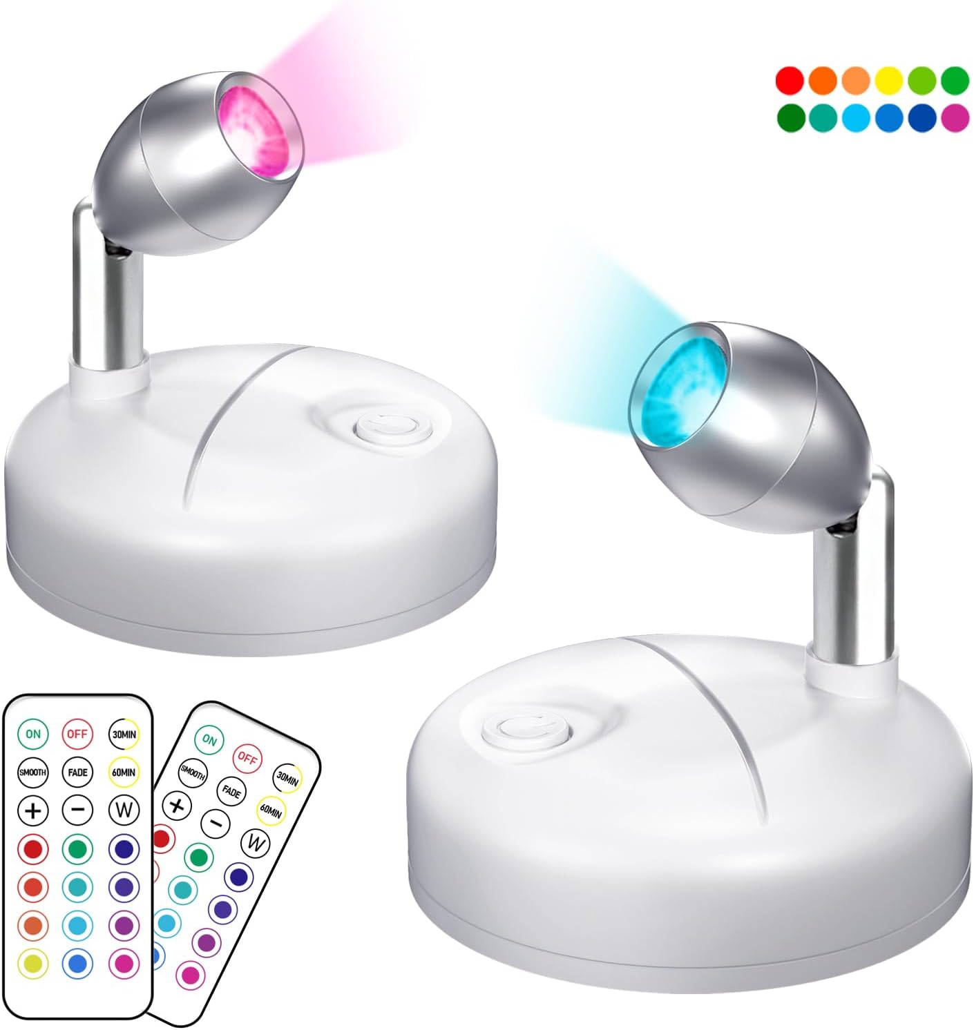 Bonlux Battery Operated Spotlights Indoor,Uplighting Indoor,2 Pack ...