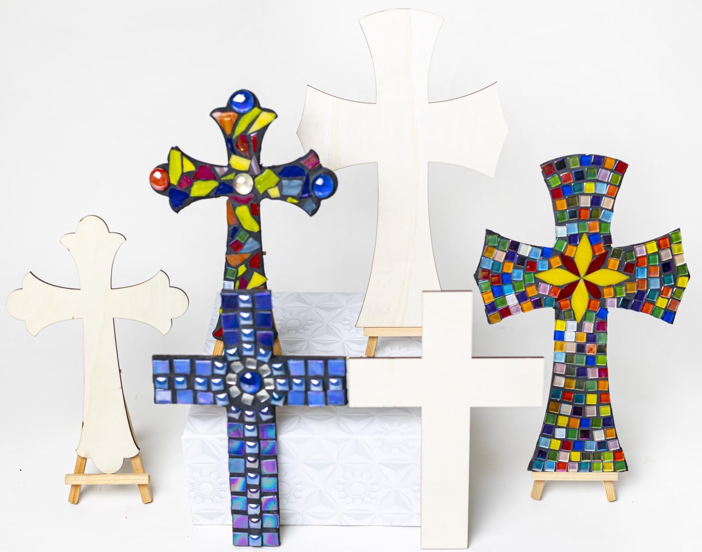 Amazon.com: Lanyani 3pcs Wooden Mosaic Base, Various Shapes Mosaic ...