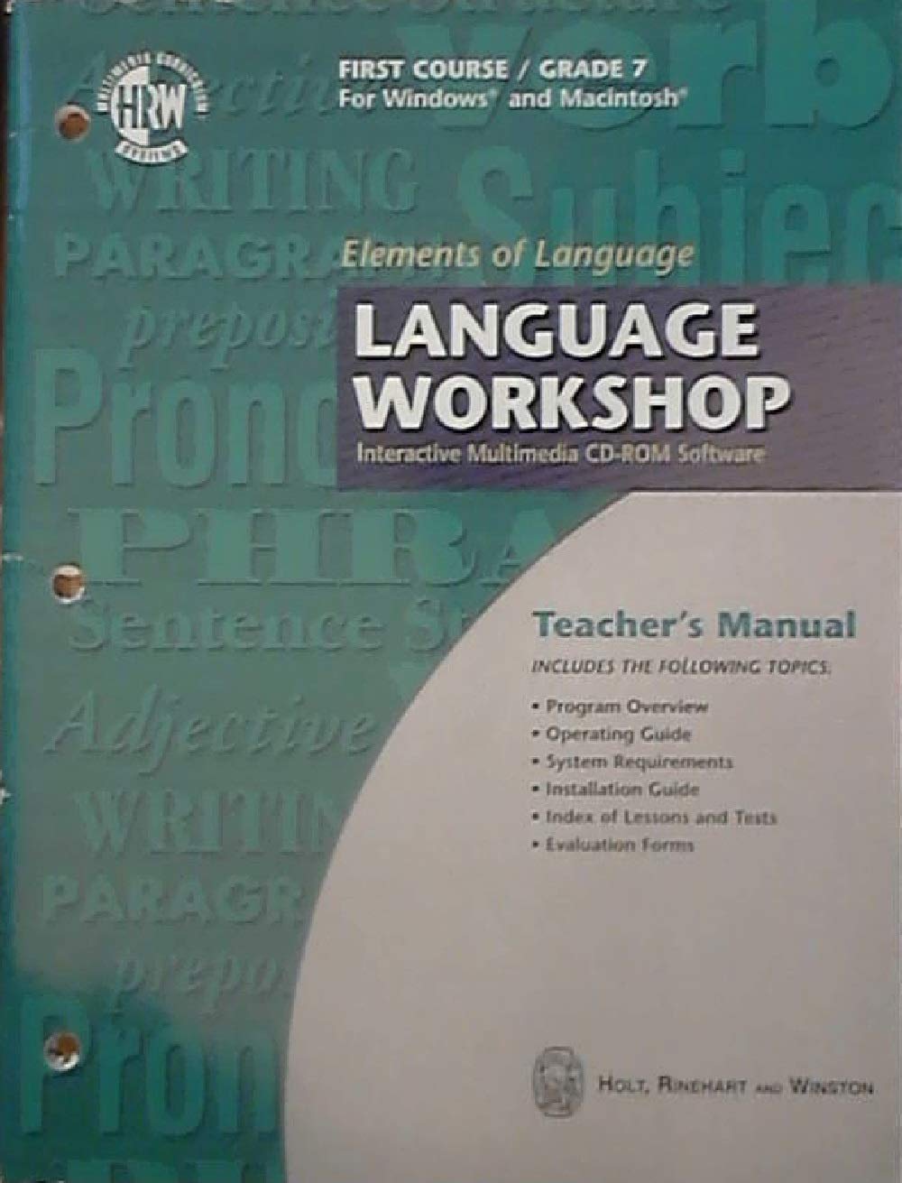 Elements of Language - First Course/Grade 7 - Language Workshop ...
