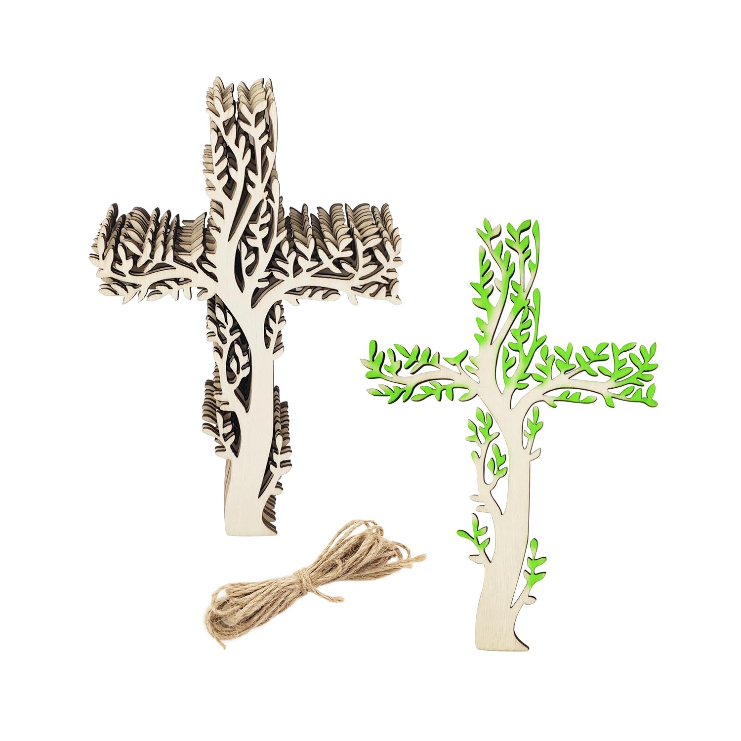 Amazon.com: 15 Pack 6 Inch Wood Tree Cross Cutouts Unfinished Wood Tree ...