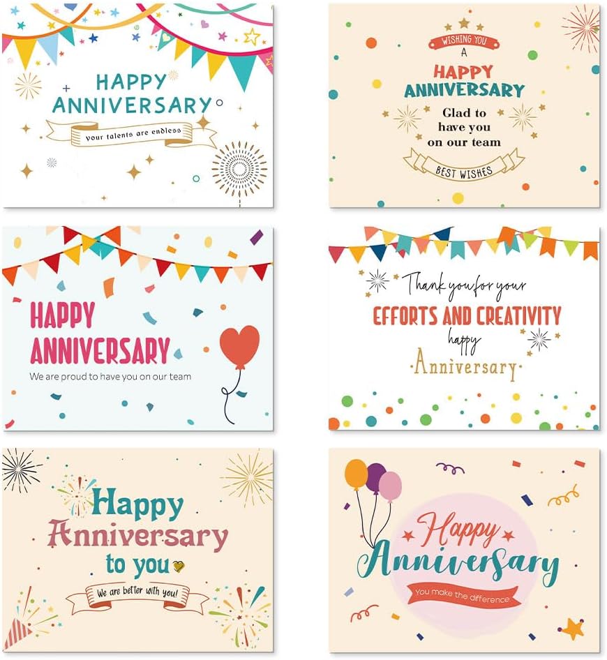 Amazon.com : 24 Happy Work Anniversary Cards Bulk with Envelopes - 24 ...