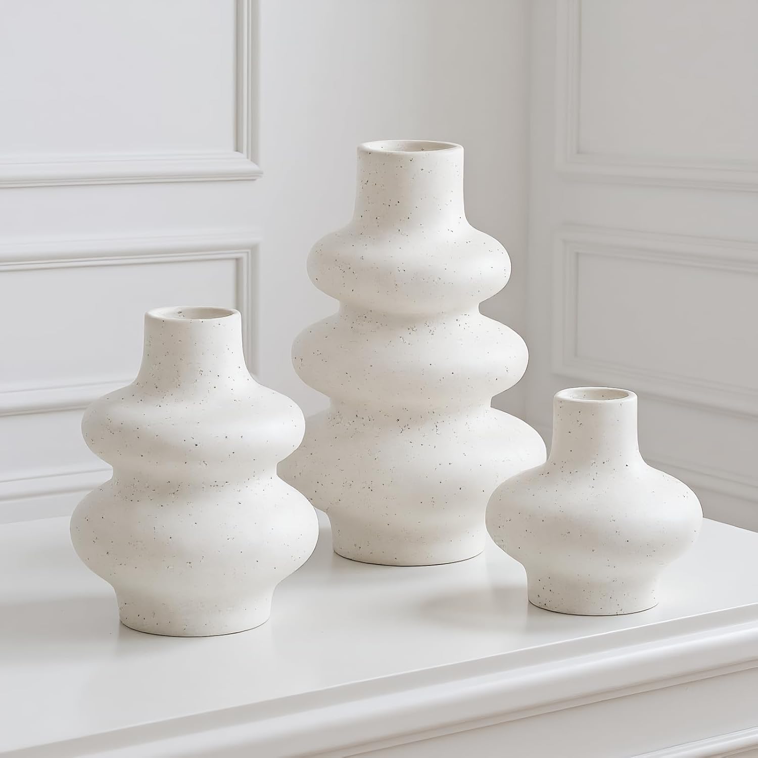 Amazon.com: Goaste 3 Pack White Ceramic Vases, Modern Minimalist ...