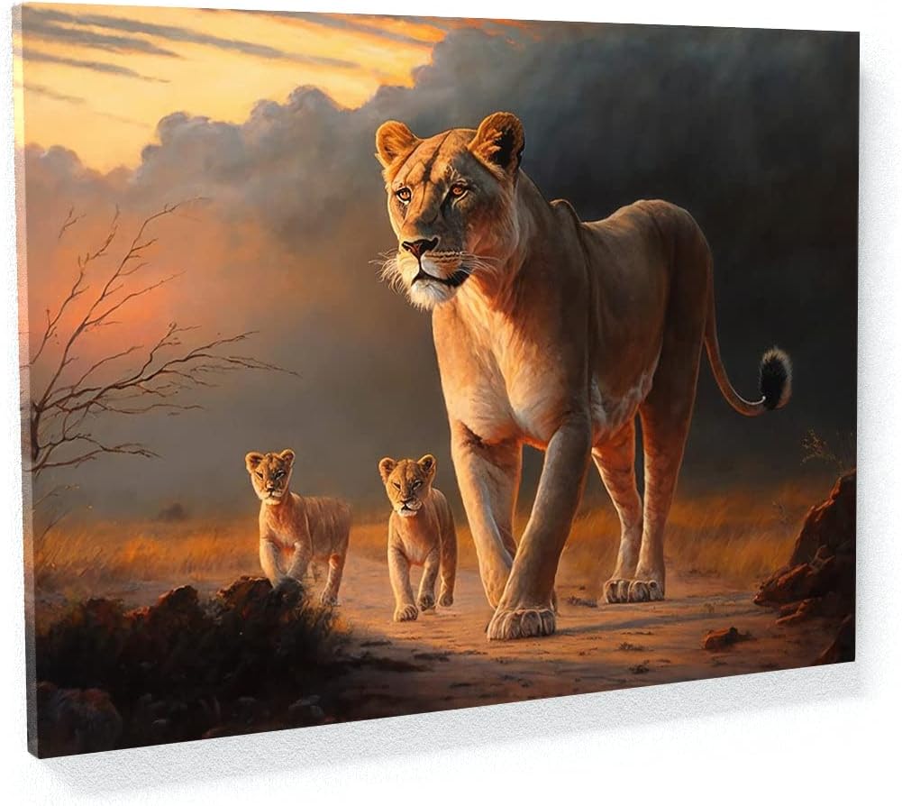 Amazon.com: Sense Canvas Lioness African Family 11 Canvas Art - Home ...