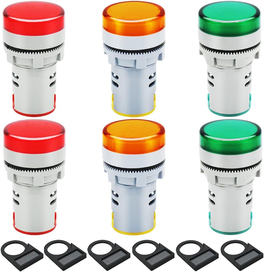 mxuteuk 6Pcs AD16-22D-RYG-110V 22mm AC/DC 110V 20mA Energy Saving LED ...