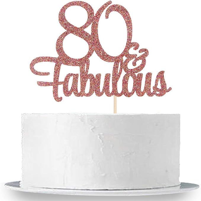 INNORU Glitter 80 & Fabulous Cake Topper - Number 80 Theme Sign - Happy ...