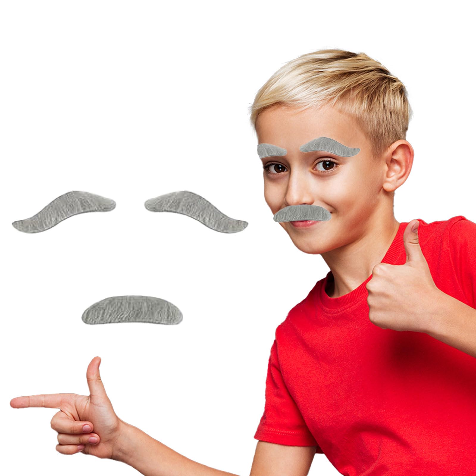 Fake Mustache Old Man Costume Kit Stick-on Grey Fake Beard and Fake ...