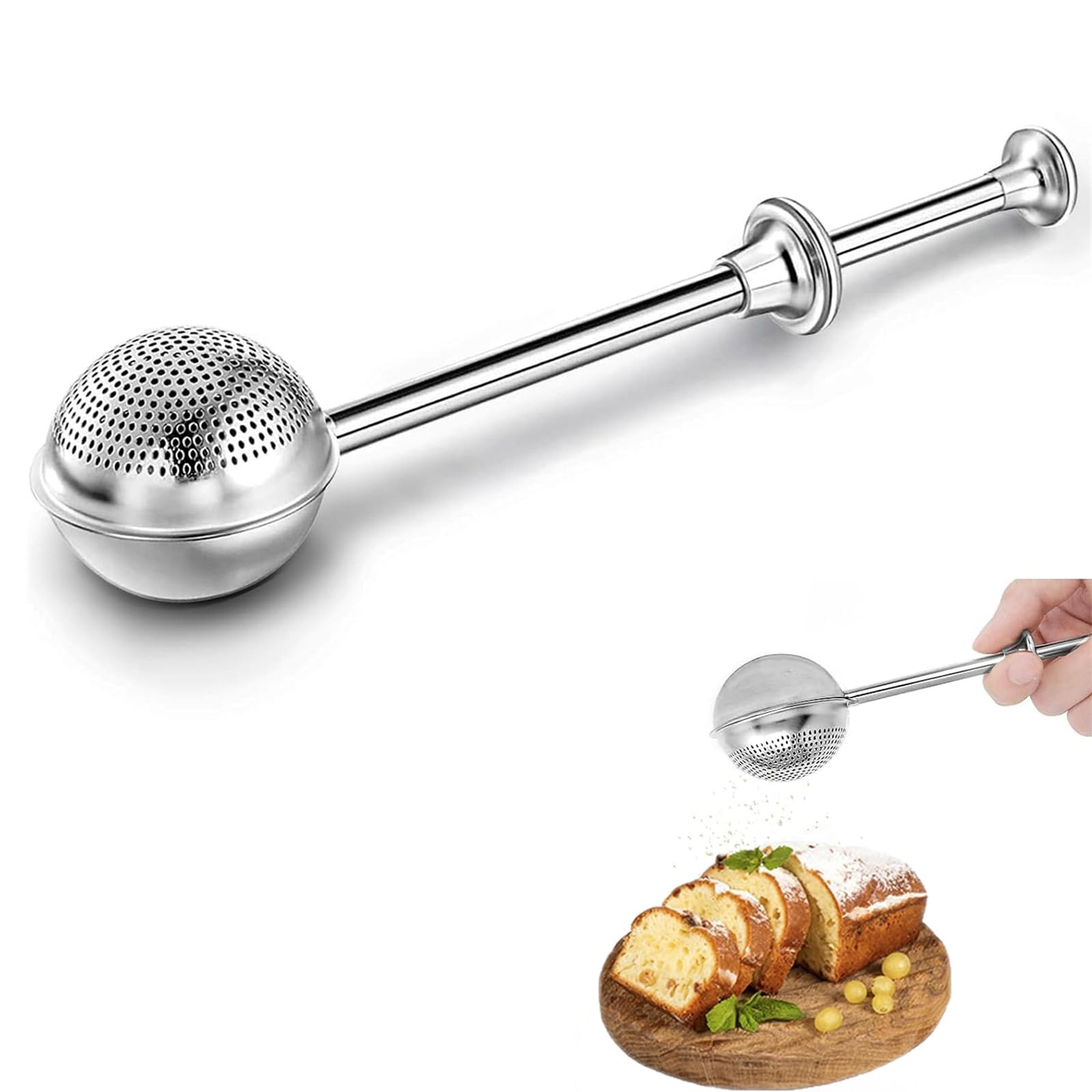 Powdered Sugar Shaker Duster Stainless Steel Dusting Wand Flour Sifter ...