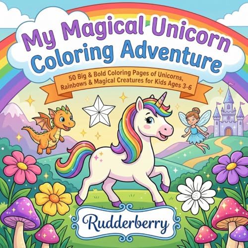 Unicorn Coloring Book for Kids Ages 3-6: 50 Big & Bold Easy Pages of ...