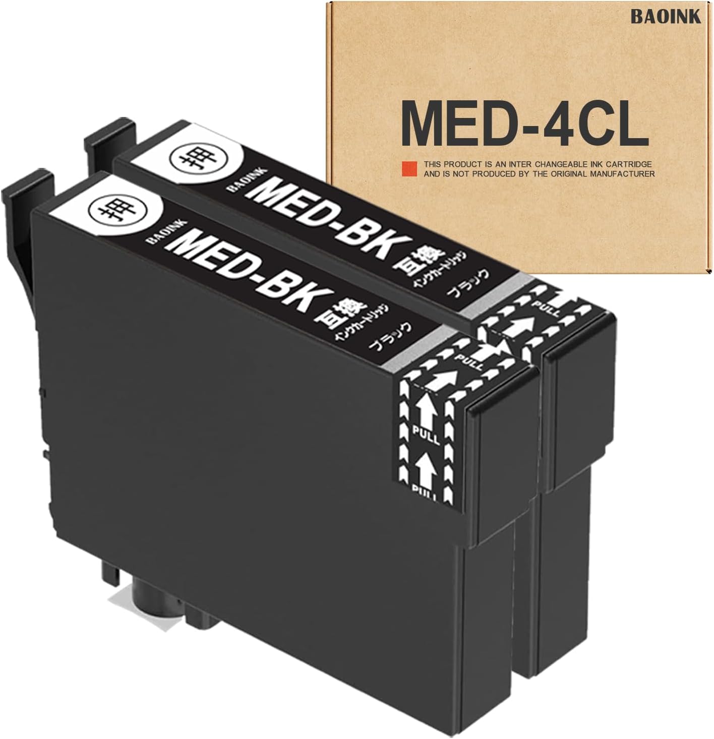 Amazon.co.jp: MED-4CL MED-BK 互換 インクカートリッジ メダマヤキ ブラック 2本 EW-056A EW-456A 対応 大容量 残量表示付 最新ICチップ搭載 ...