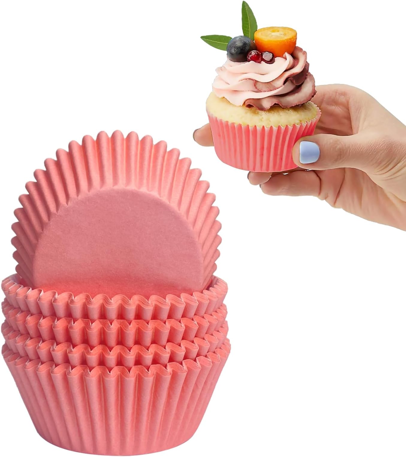 Amazon.com: Standard Pink Cupcake Liners 100 Pcs:Pink Cupcake Muffin ...