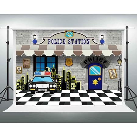 Amazon.com : Police Party Backdrop for Photography, 9x6FT, City Skyline ...