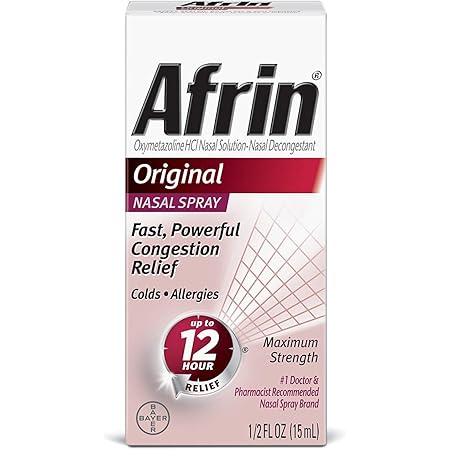 Amazon.com: Afrin Original Maximum Strength 12 Hour Nasal Congestion ...