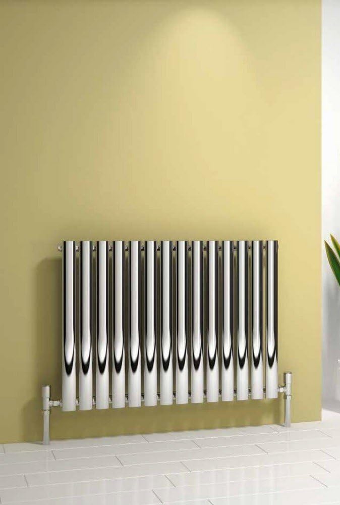 Reina Neva Steel Chrome Horizontal Designer Radiator 550mm H x 1003mm W ...