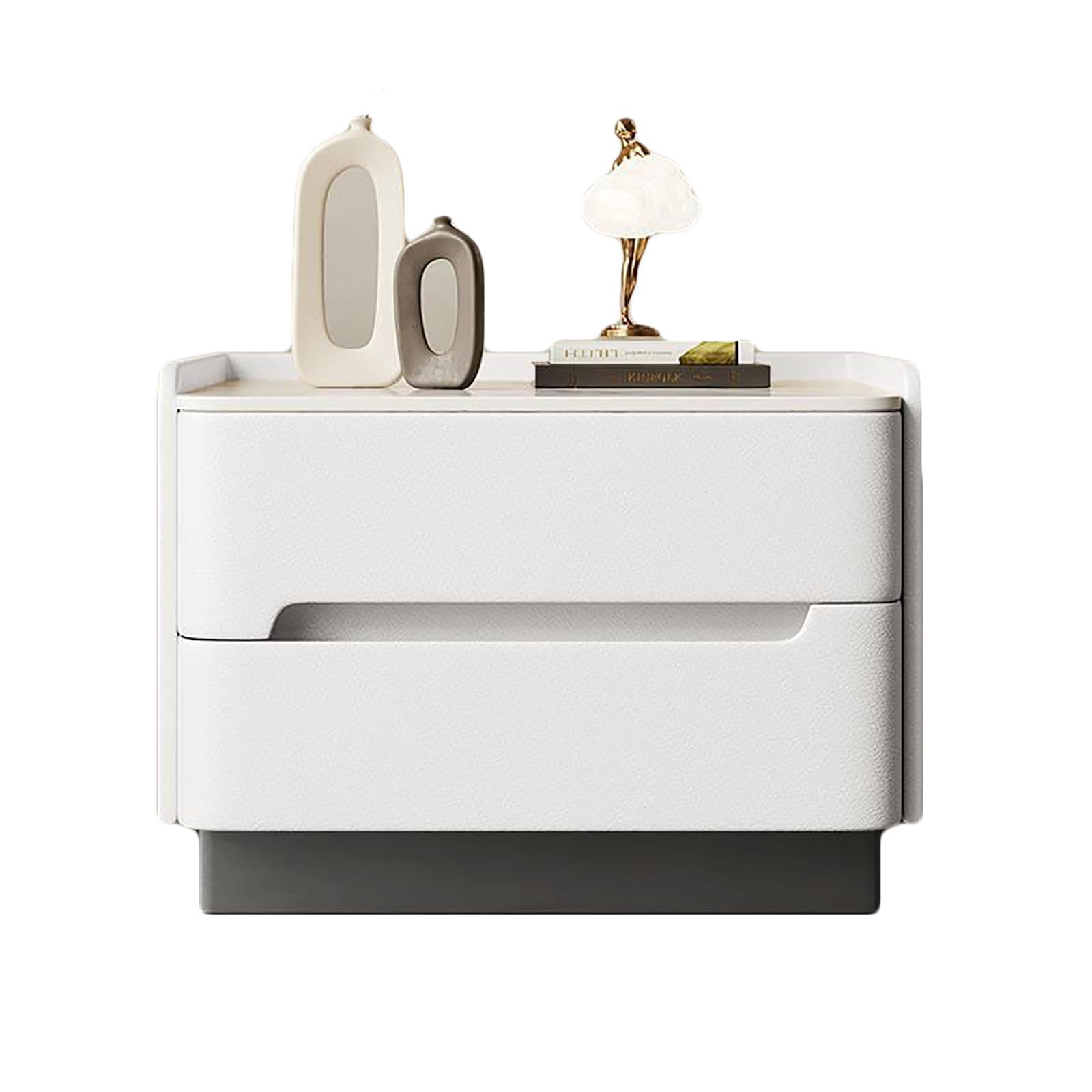 Amazon.com: Modern Leather Nightstand with Two Drawers, Sintered Stone ...