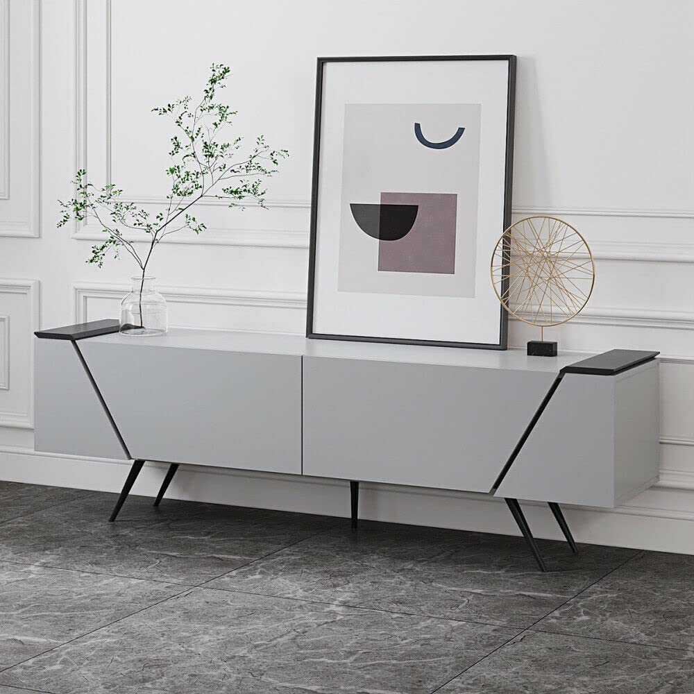 Buy Modern Buffet Accent Storage Cabinet Sideboard Modern Grey 160cm TV ...