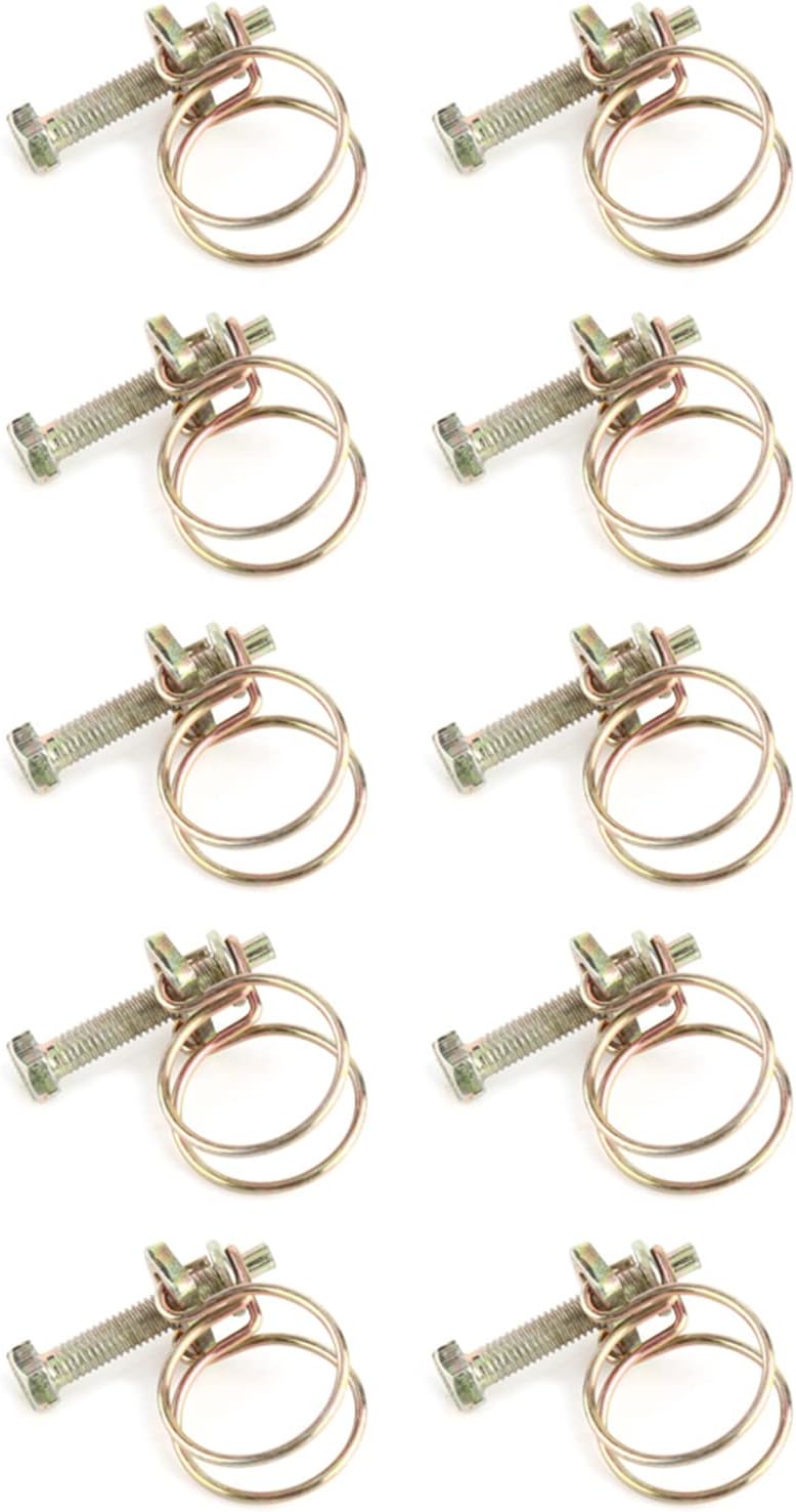 Double Wire Hose Clips, Akozon 10pcs Water Hose Clamp Water Hose Barb ...