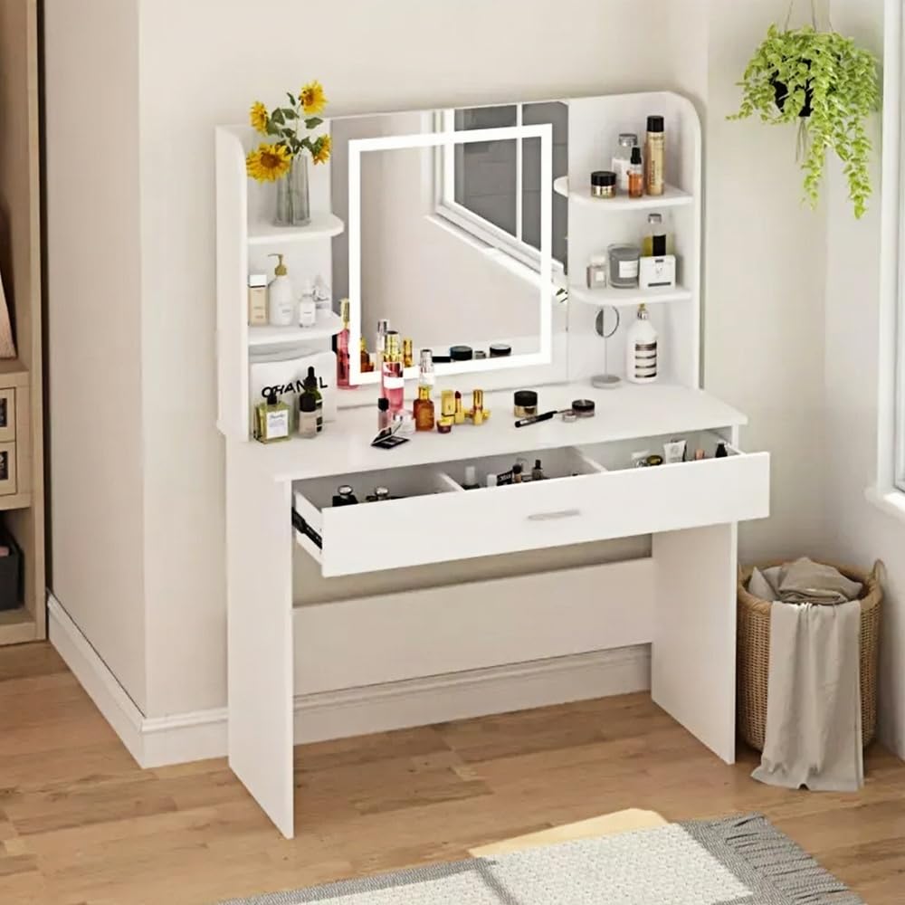 UNKKS Vanity Tocador, Tocador de Maquillaje con 3 Cajones, Vanity 6 ...