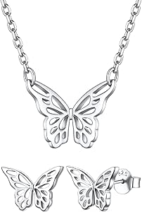 Amazon.com: ChicSilver 925 Sterling Silver Butterfly Jewelry Set, Dainty Butterfly Stud Earrings ...