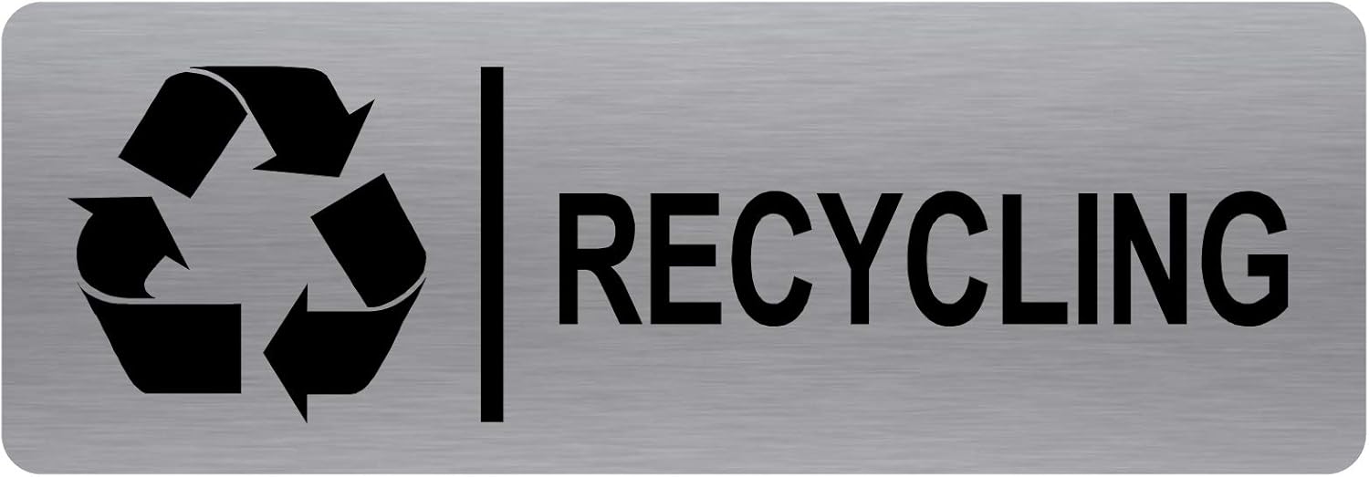 METAL Recycling Sign-WITH IMAGE-Brushed Silver Aluminium -Warning ...