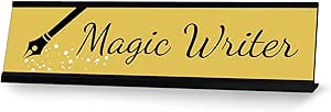 Amazon.com : Magic Writer, Black Frame Desk Sign (2x8) : Office Products