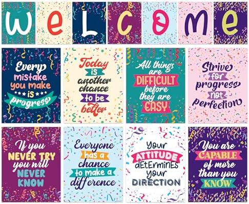 Amazon.com : Decorably 15 Confetti Welcome Back Door Decorations, Matte ...