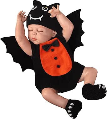 Amazon.com: Baby Boy Girl Bat My 1st Halloween Jumpsuit Outfit Pumpkin Newborn Bat Cosplay ...