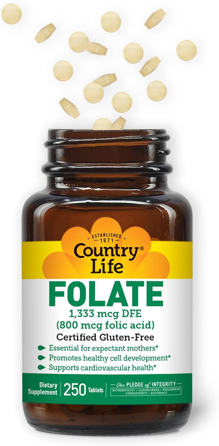 Country Life Ácido fólico 800 mcg 250 unidades – Yaxa Colombia