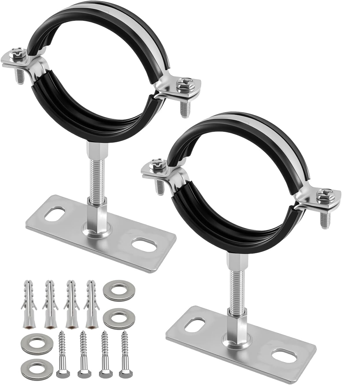 2 Pack 3 Inch Pipe Support Clamps Mount with Rubber Pad, Industrial ...