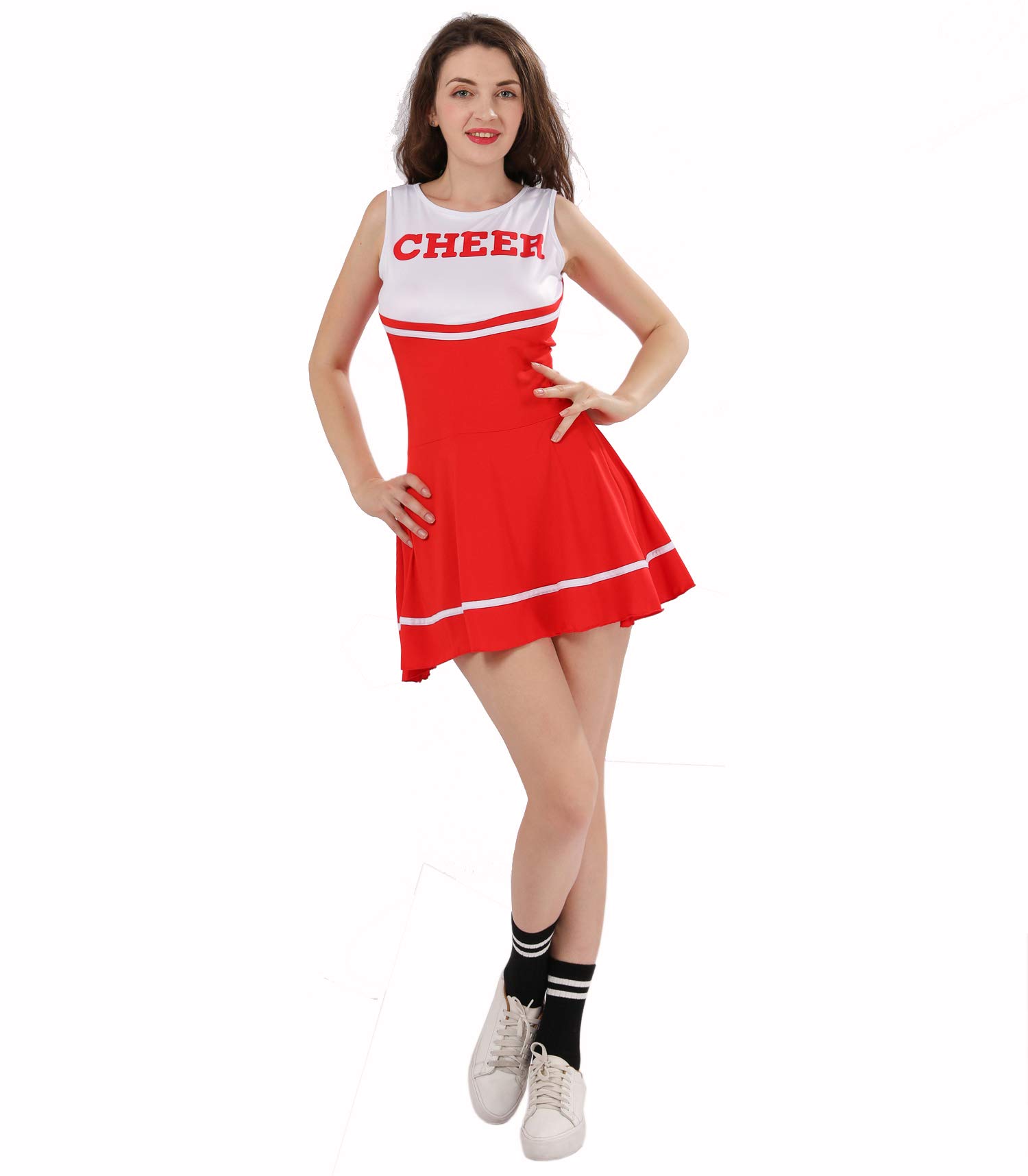 Snapklik.com : Cheerleader Costume Fancy Dress Cheerleading Uniform No Pom-Pom C40Red