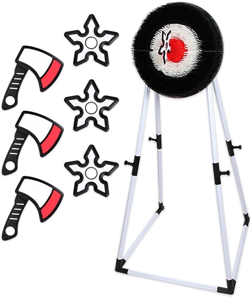 Amazon.com: Kiddie Play Axe Throwing Game Set with Target 3 Axes and 3 ...