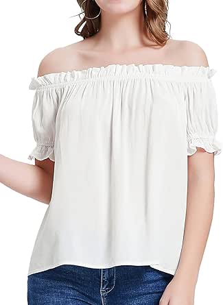 Gothic Steampunk Blouse Gypsy Sexy Off Shoulder Tops for Women (XL ...